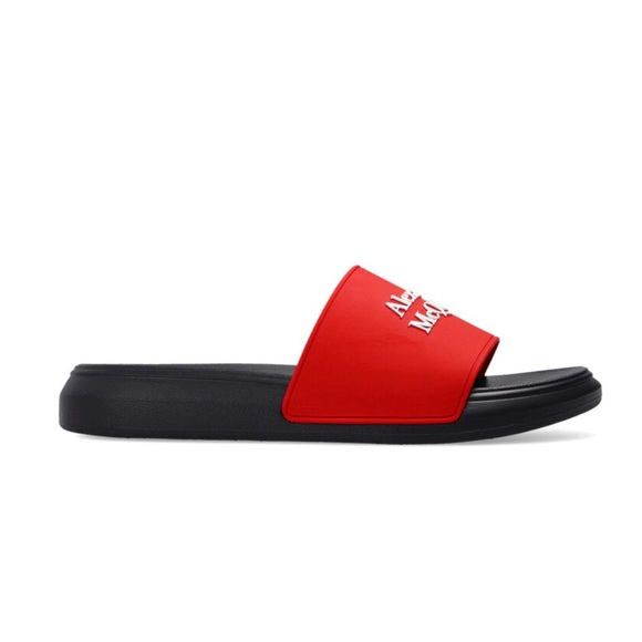 Que | Shoes | Authentic Alexander Mcqueen Red And Black Slides Lust Red ...